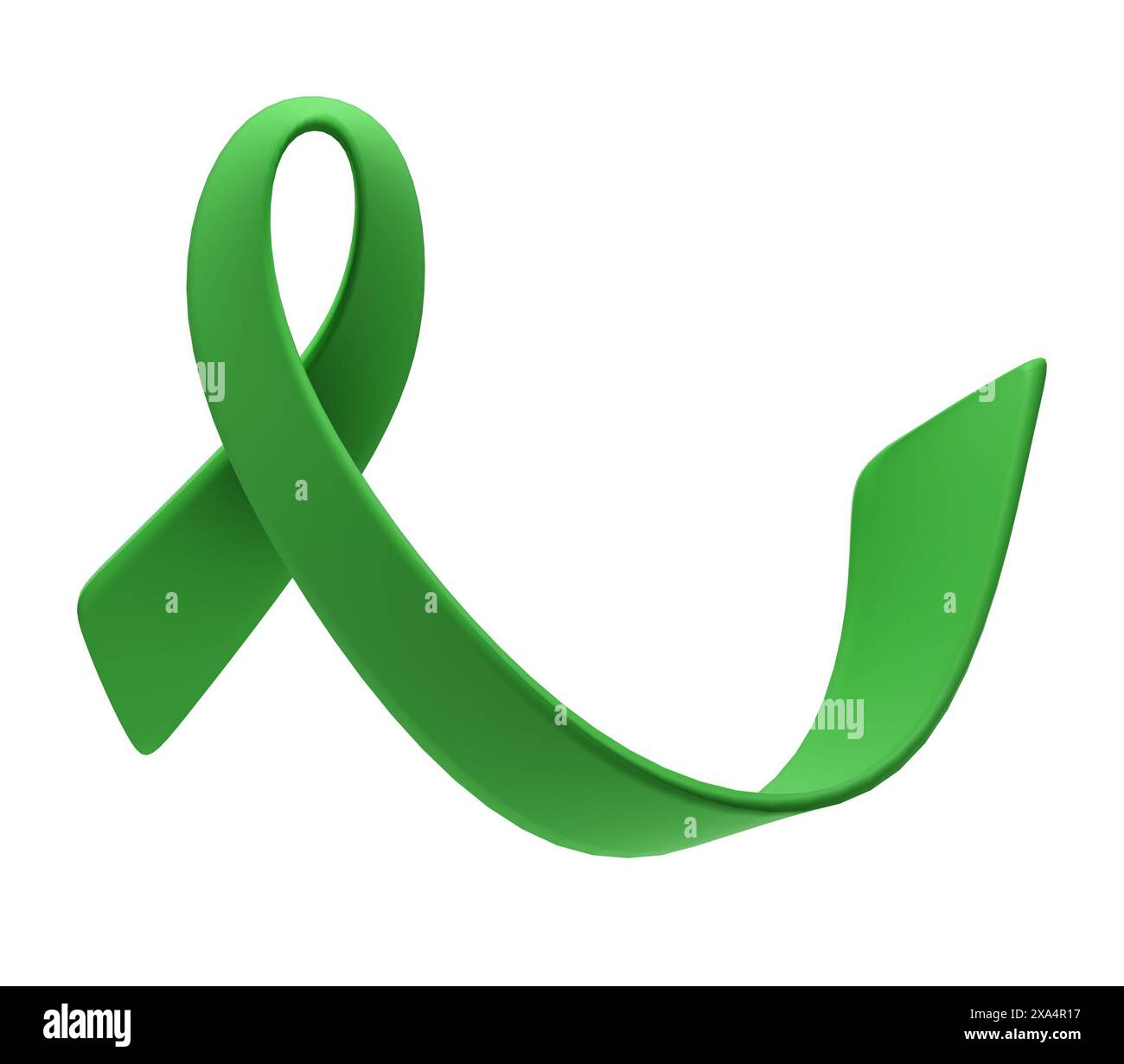 3d green ribbon. Liver cancer awareness symbol. Scoliosis awareness day ...