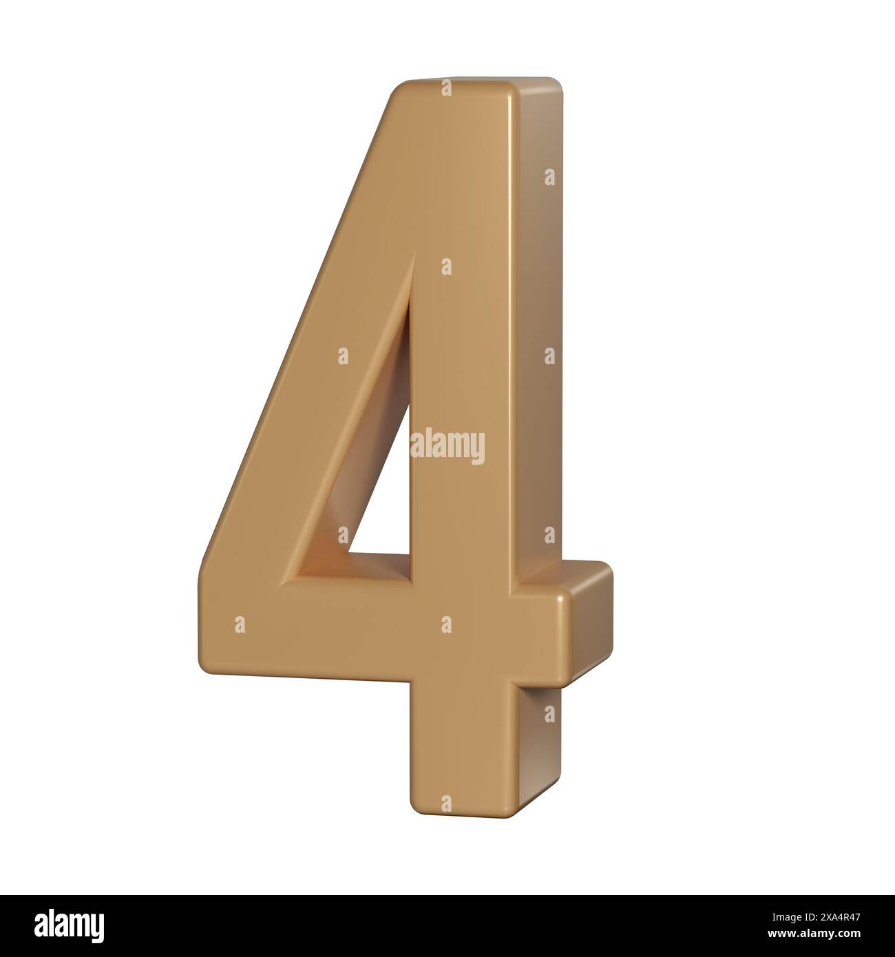 3d number four 4 golden or bronze shining typography symbol or sign ...
