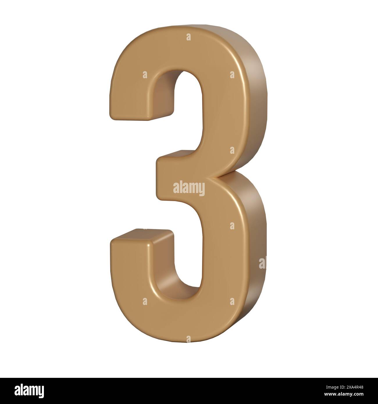 3d number three 3 golden or bronze shining typography symbol or sign ...