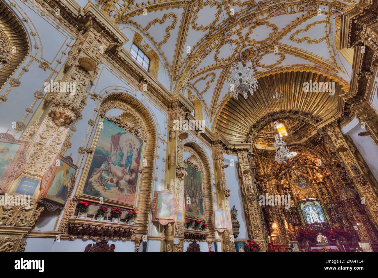 Interior, Basilica of Our Lady of Ocotlan, Tlaxcala City, Tlaxcal State ...