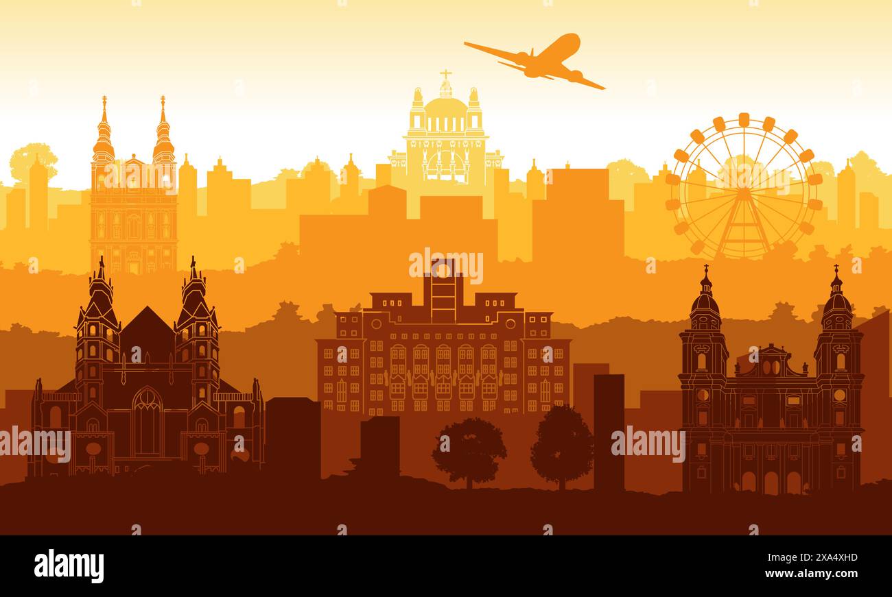Austria famous landmark silhouette style,vector illustration Stock ...