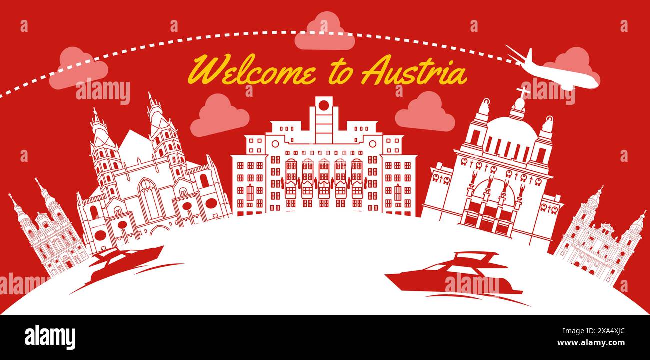 Austria famous landmark silhouette style,vector illustration Stock ...