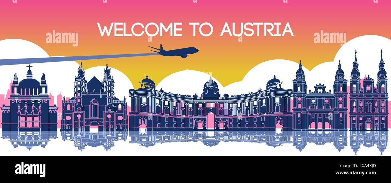 Austria famous landmark silhouette style,vector illustration Stock ...