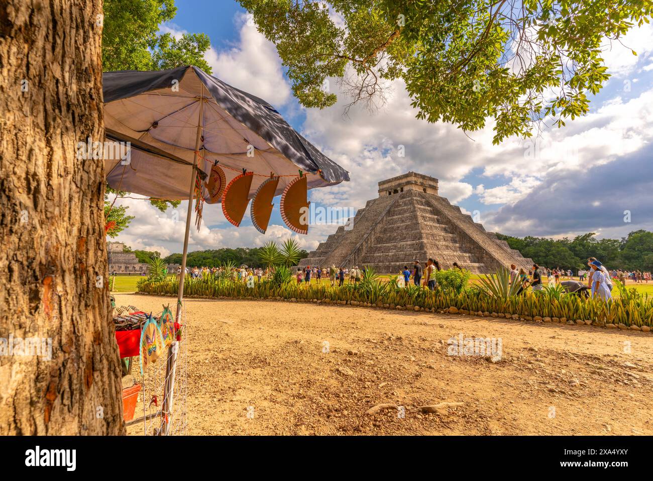 View of El Castillo The Pyramid of Kukulkan, Mayan Ruin, Chichen Itza ...