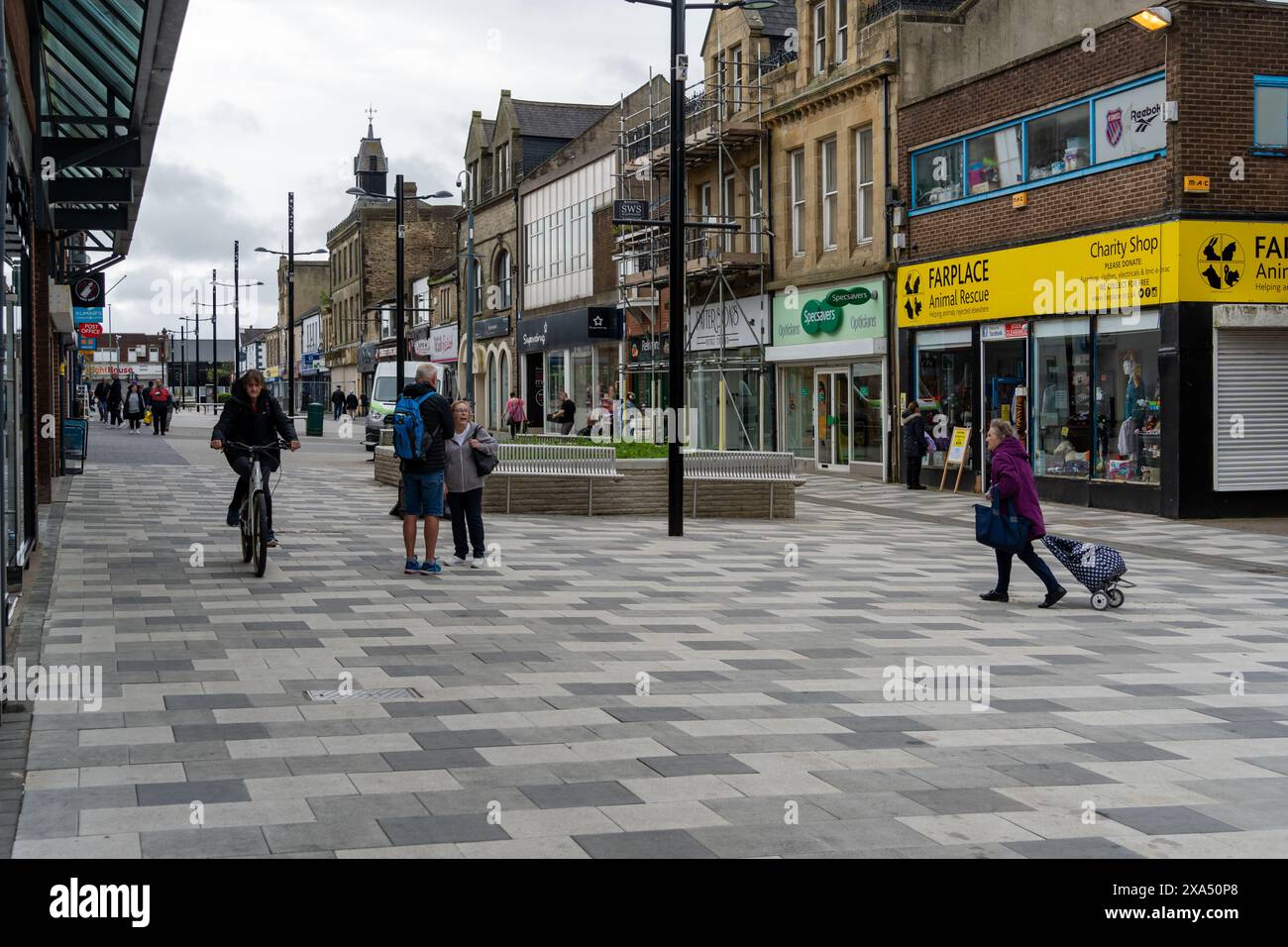 Consett, County Durham, UK. June 4th 2024. Street scene in the former ...
