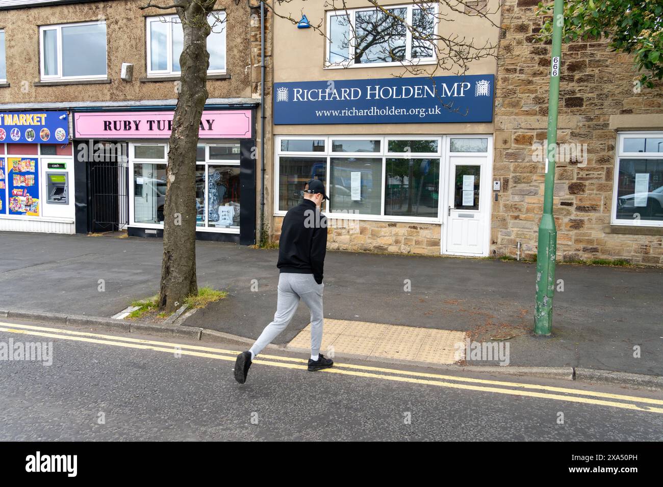 Consett, County Durham, UK. June 4th 2024. Street scene in the former ...