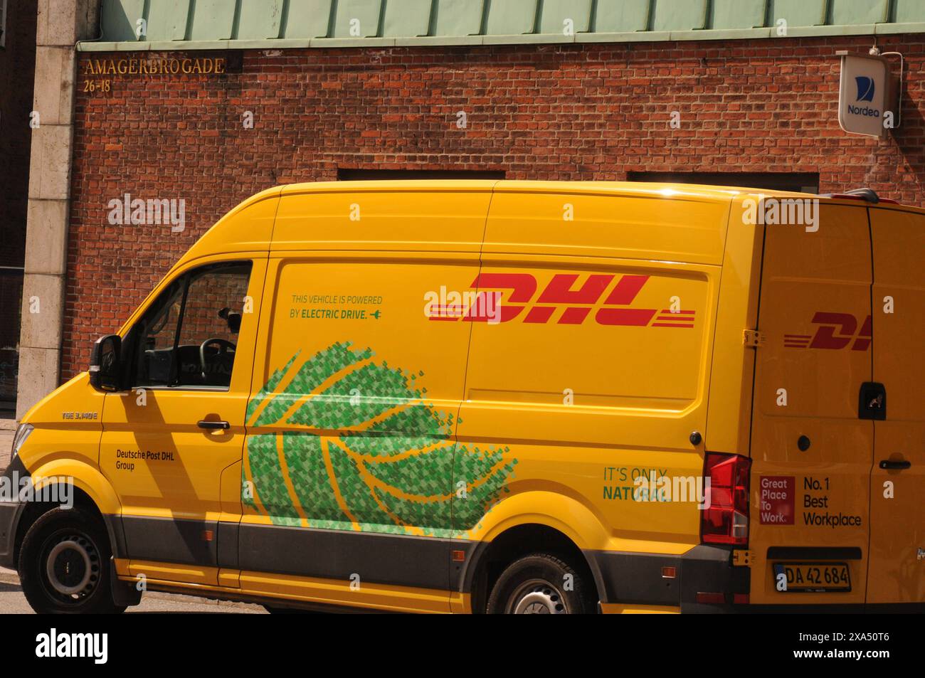 Copenhagen/ Denmark/04 jUNE 2024/Deutsche post DHL delivery van in ...