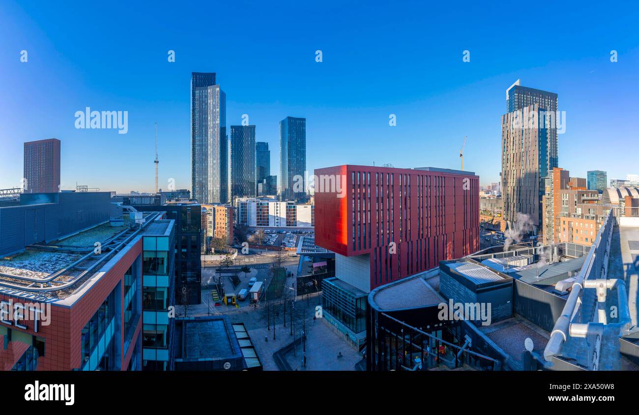 Elevated view of Deansgate apartments from Tony Wilson Place ...