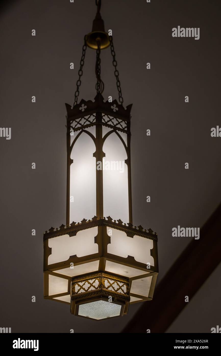 Hanging light fixture looking from below Stock Photo - Alamy