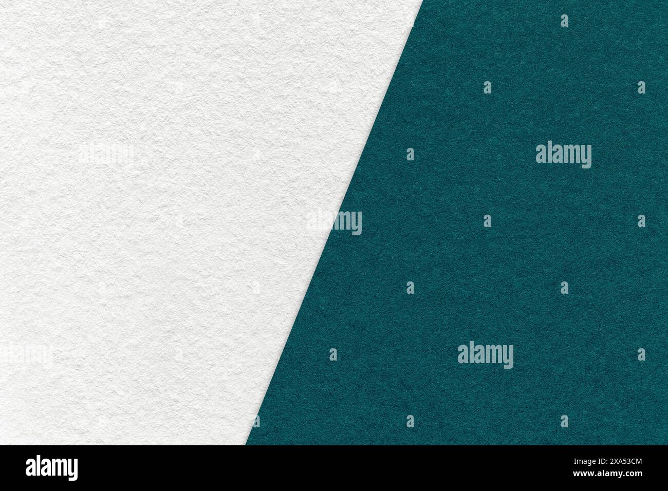 Texture of craft white and emerald paper background, half two colors ...