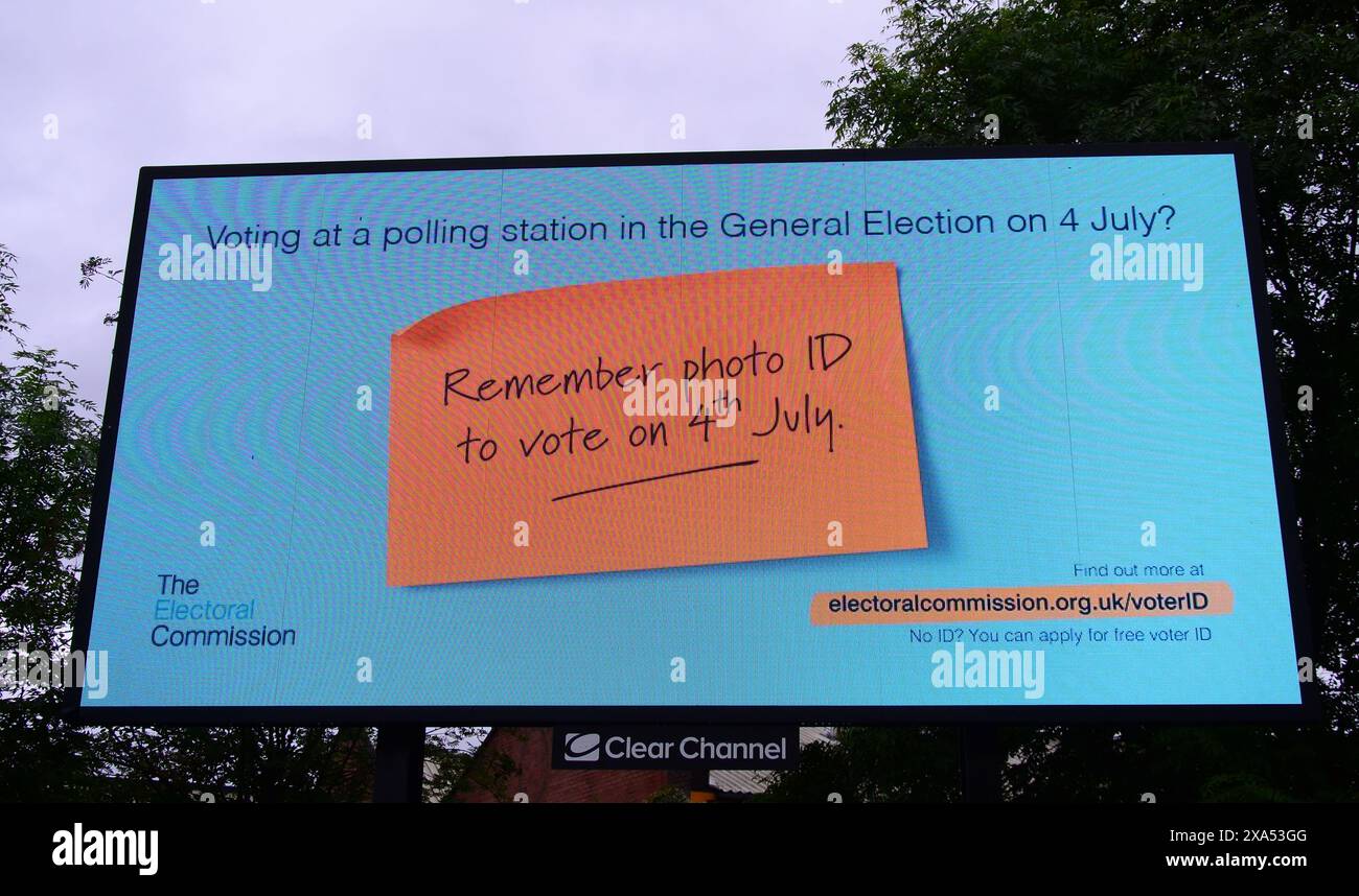 Electoral Commission uses an electronic billboard in Manchester, UK, to ...