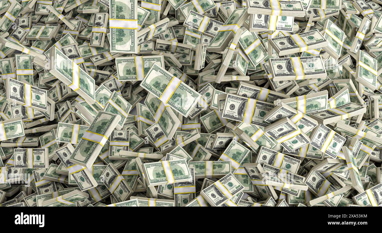 Overflowing with cash, dollar, money rich concept, success Stock Photo ...