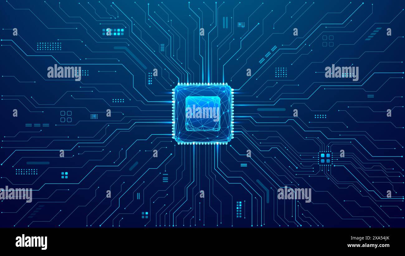 Abstract technology circuit board and processor. AI chip Stock Vector Image & Art - Alamy