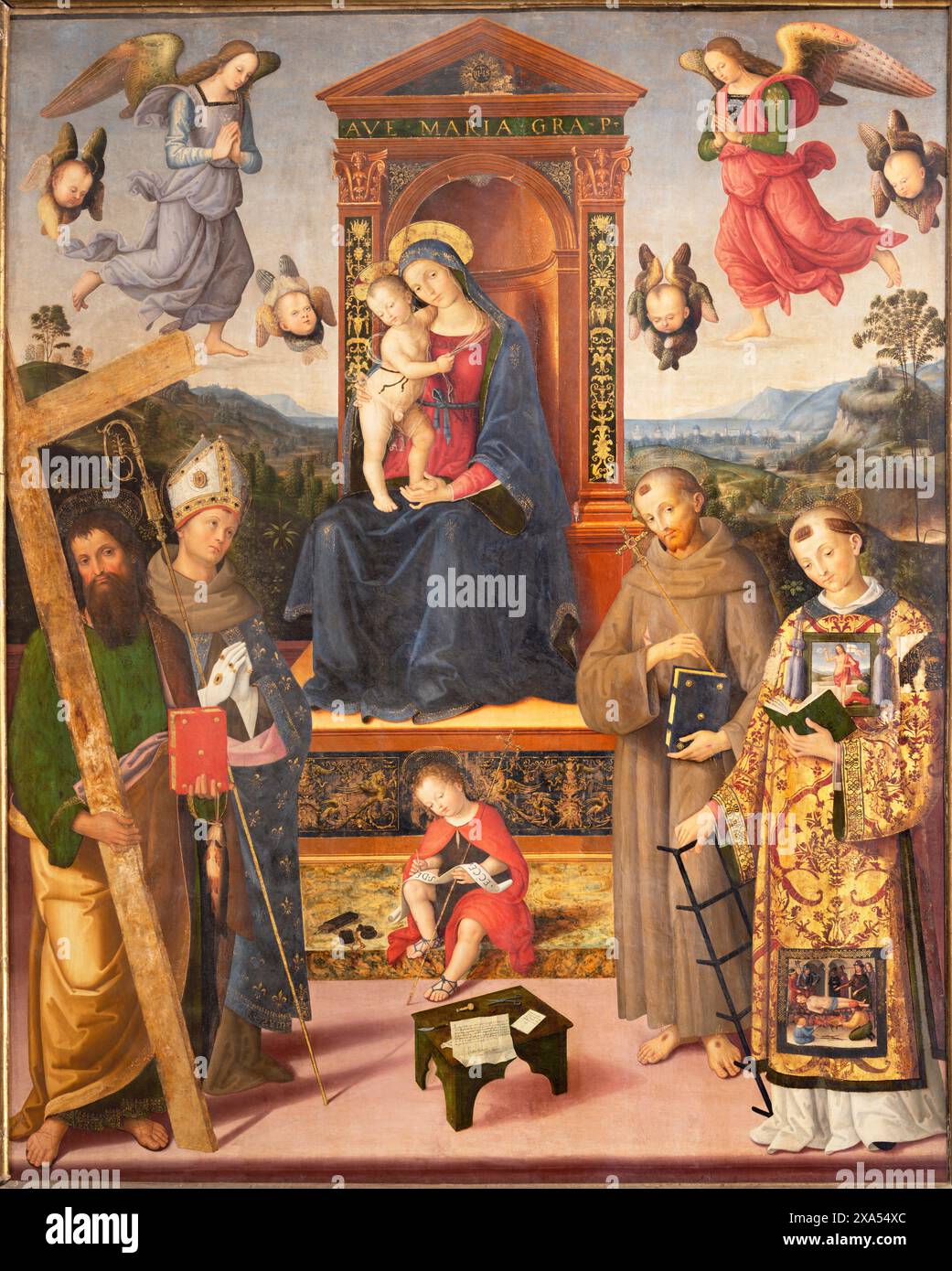 SPELLO, ITALY - MAY 18, 2024: The painting of Madonna with the saints ...
