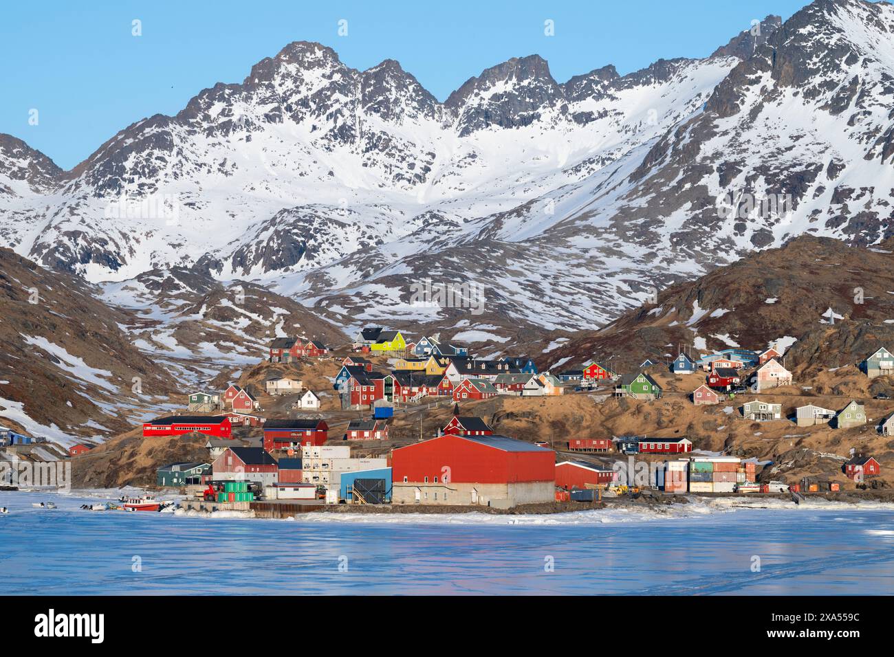 South-Eastern Greenland, Ammassalik Region. Typical colorful houses in ...