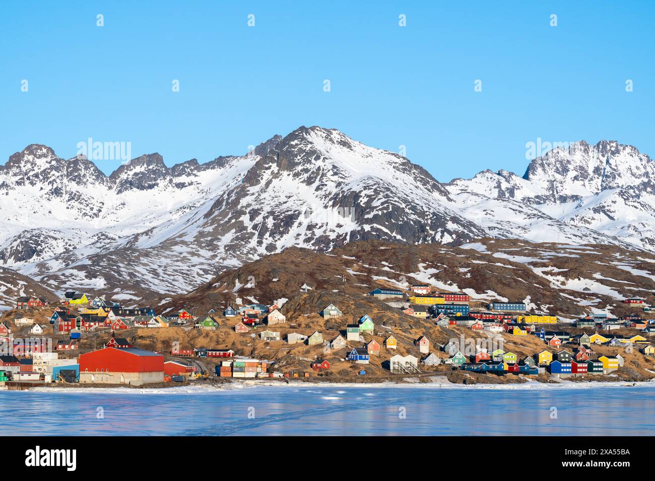 South-Eastern Greenland, Ammassalik Region. Typical colorful houses in ...