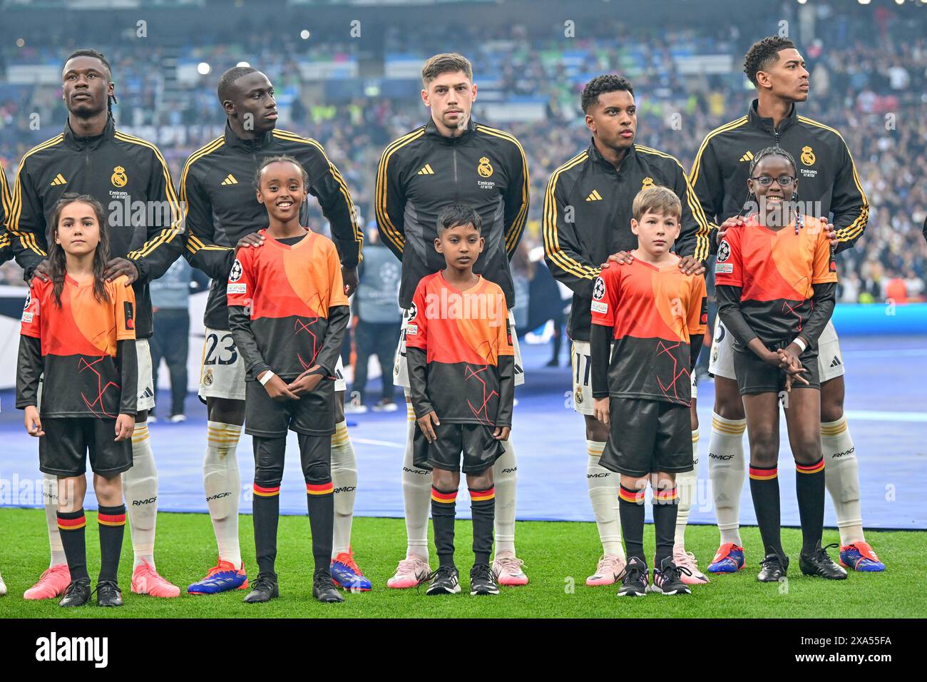 Real Madrid players line up during the UEFA Champions League Final 2024 ...