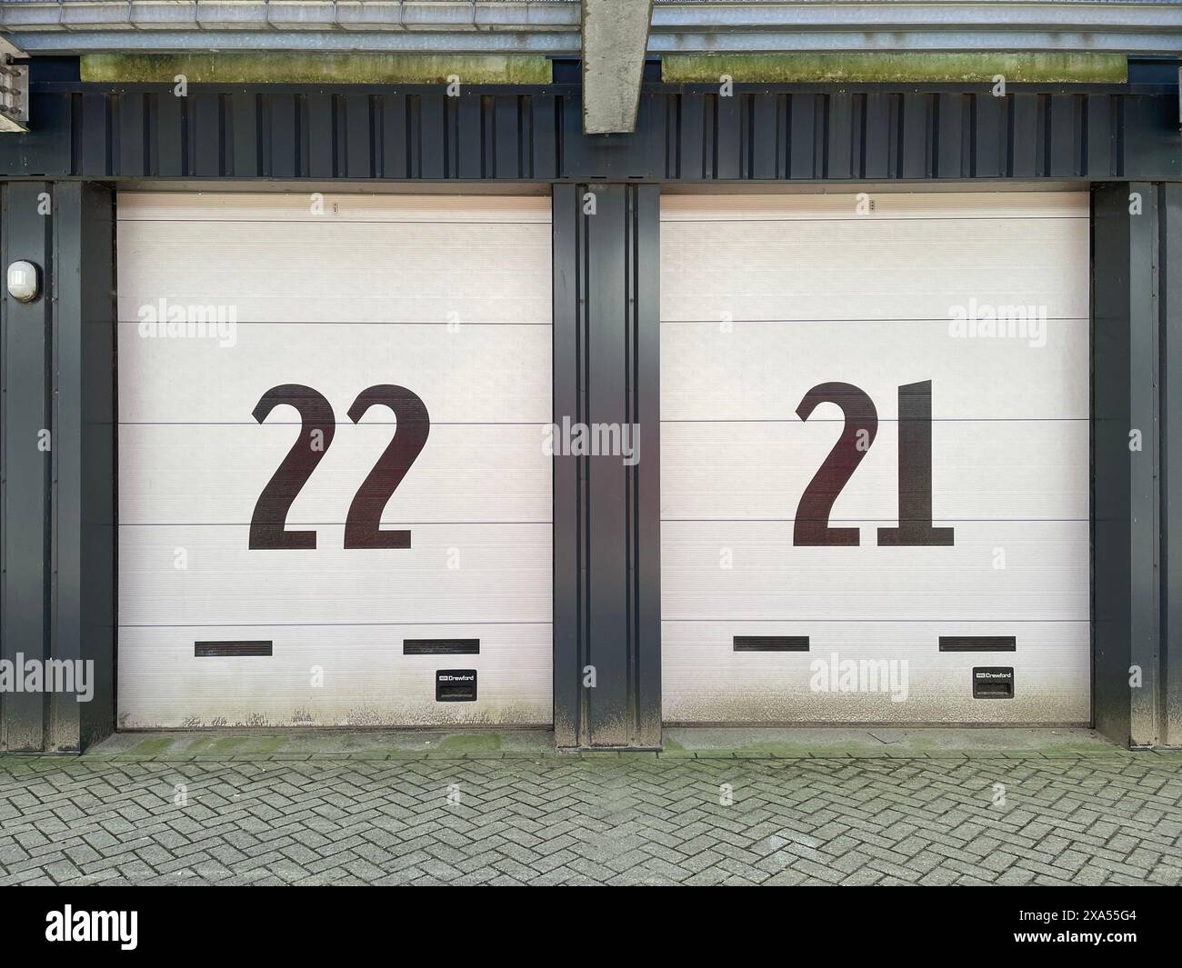 The large, numbered doors of storage units in Zutphen, the Netherlands ...