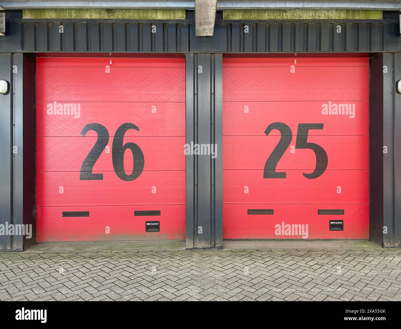 The large, numbered doors of storage units in Zutphen, the Netherlands ...