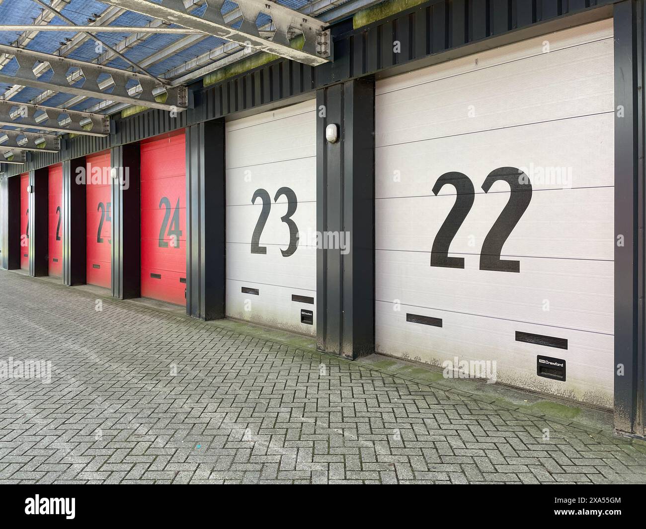 The large, numbered doors of storage units in Zutphen, the Netherlands ...