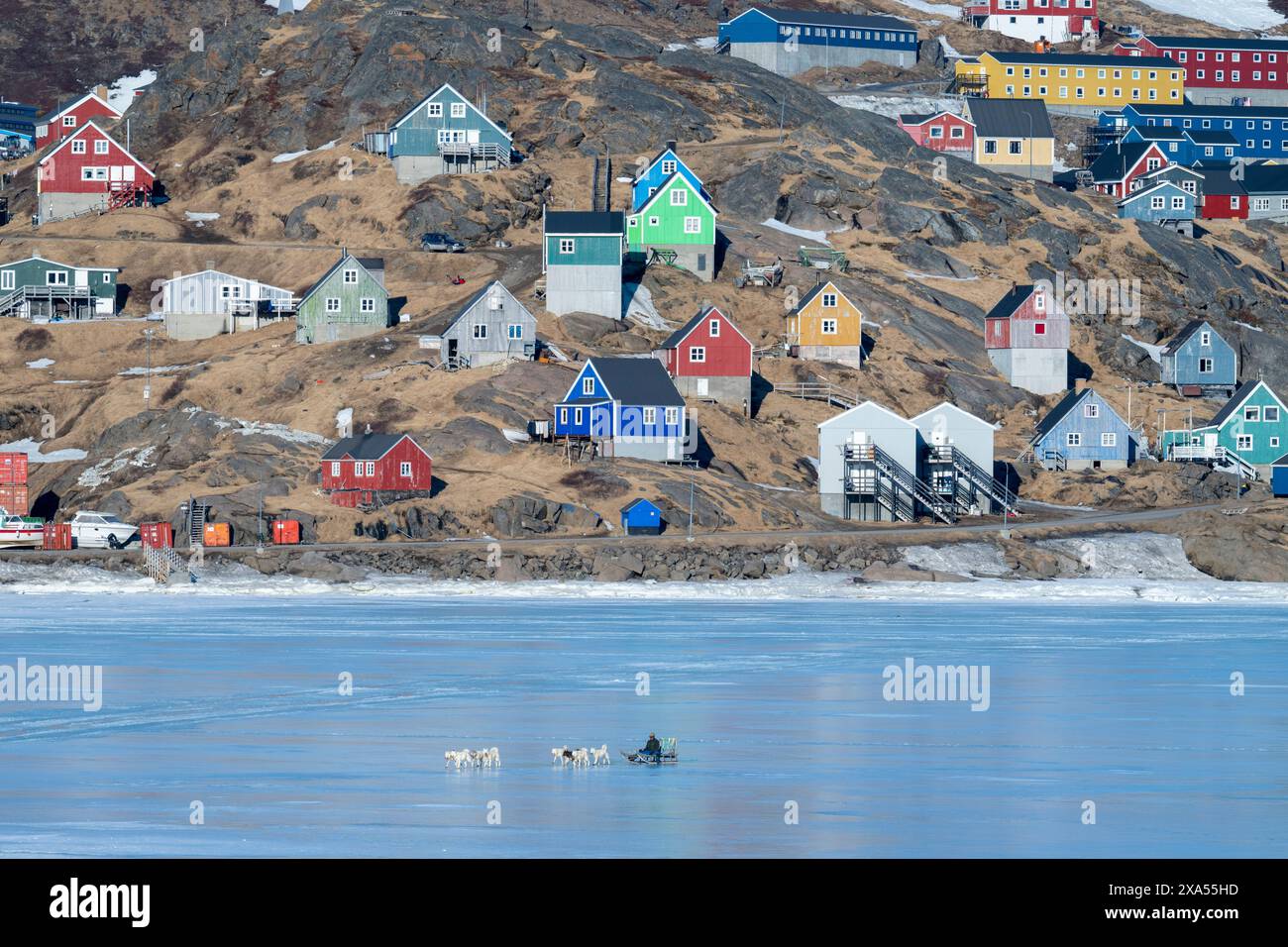 South-Eastern Greenland, Ammassalik Region. Typical colorful houses in ...