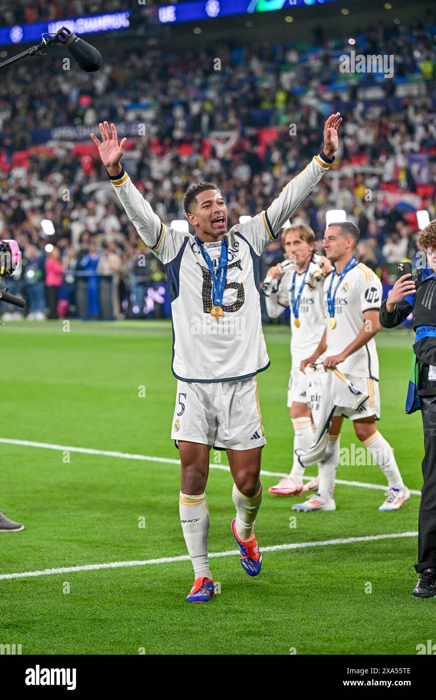 Jude Bellingham of Real Madrid celebrates their victory during the UEFA ...