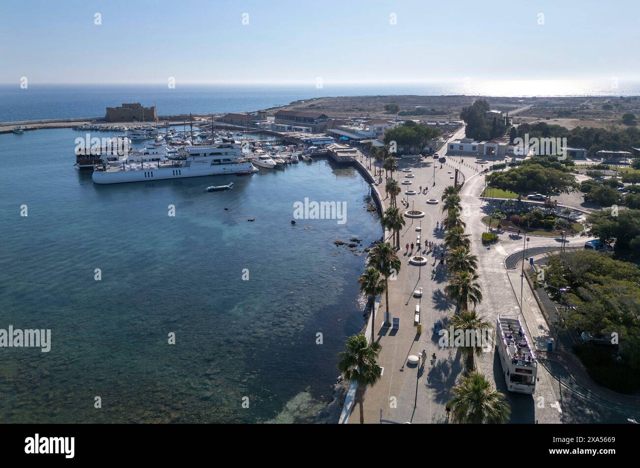 Aerial view of Paphos Harbour and waterfront, paphos, Republic of ...