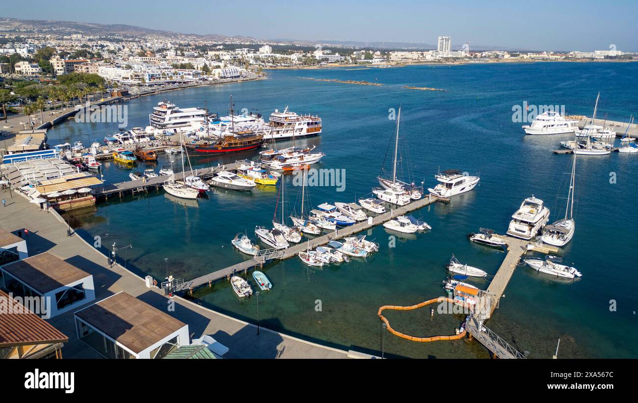 Aerial view of Paphos Harbour and waterfront, paphos, Republic of ...