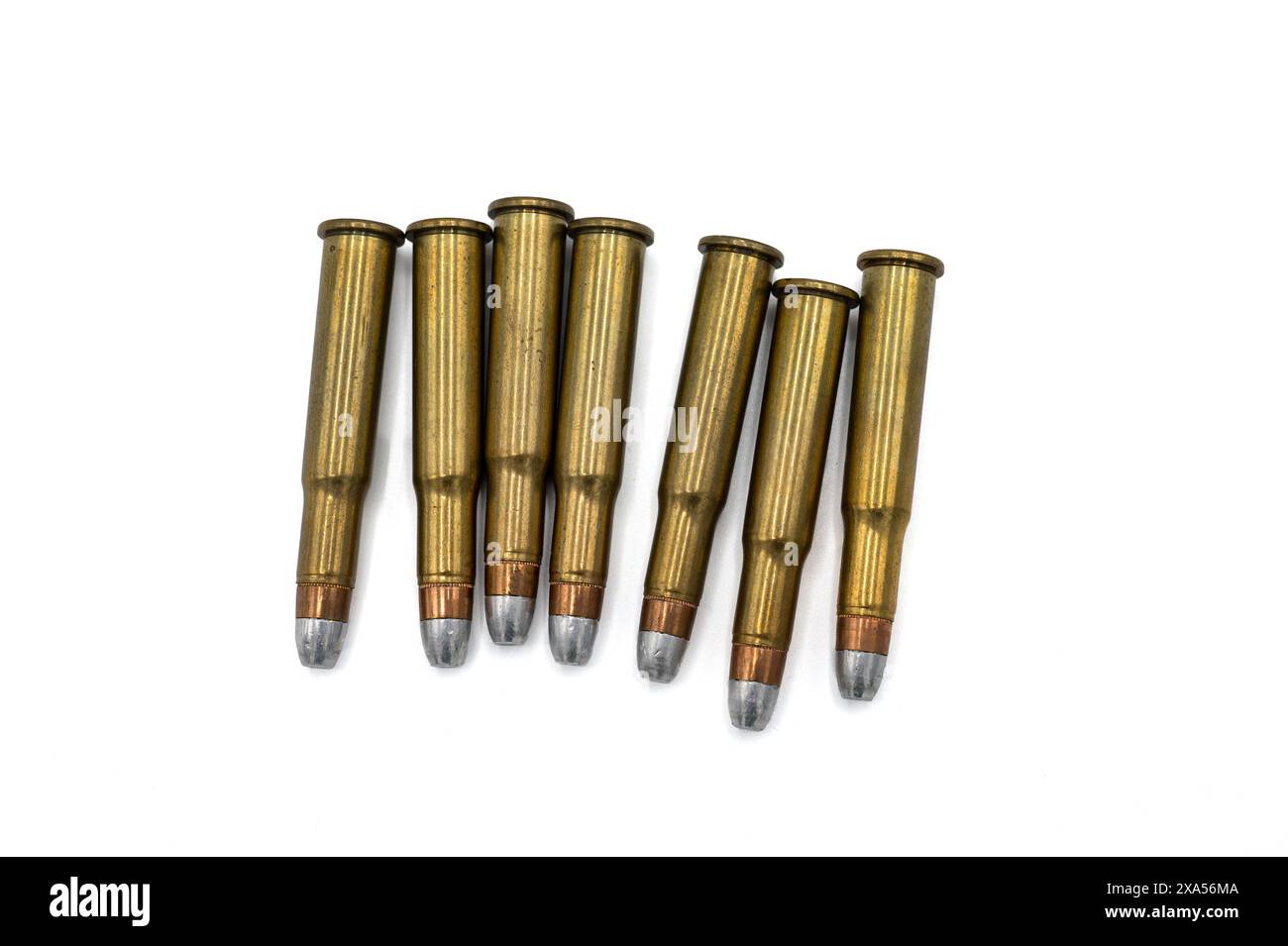 Detail of a handful of old 30-30 caliber bullets for Winchester lever ...