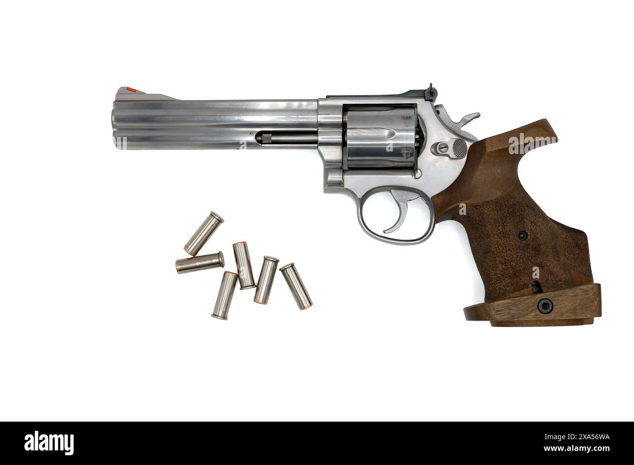 Detail of an impressive 6" American 357 Magnum caliber revolver with an ...