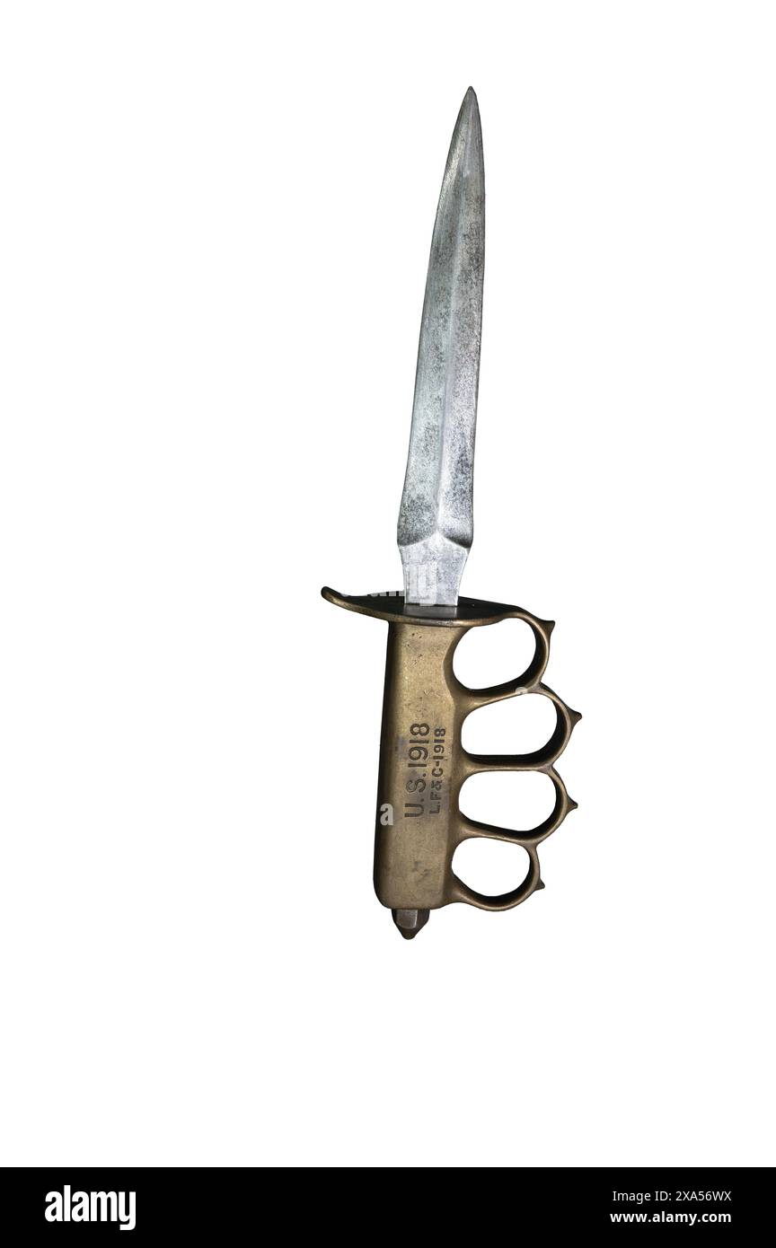 Detail of an old US - LF&C model M1 1918 American trench knife from the ...