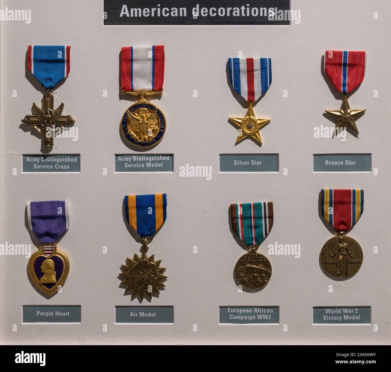 Detail of the different American decorations from the Second World War ...