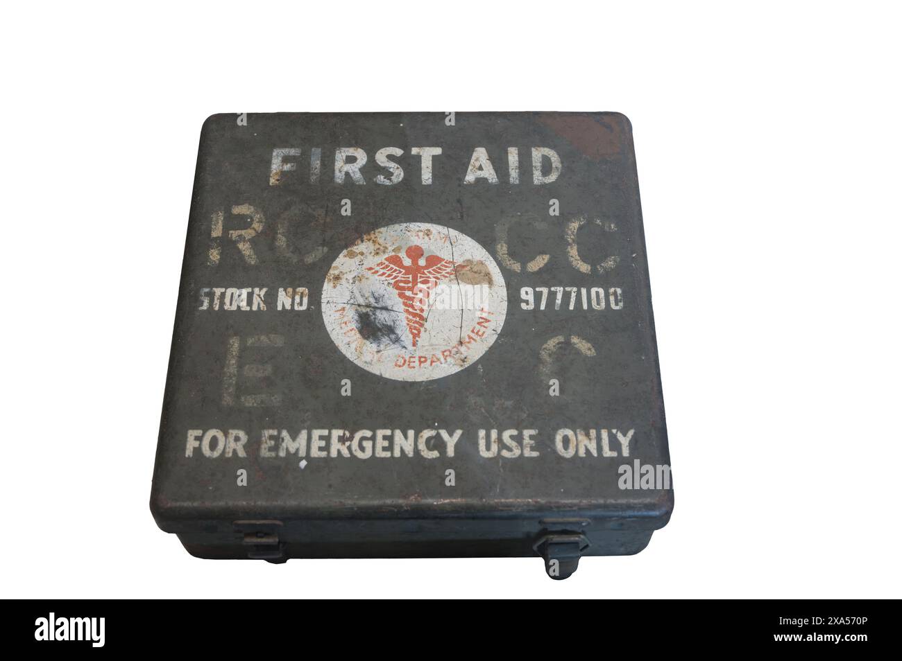 Detail of an old American first aid kit from the Second World War. on ...