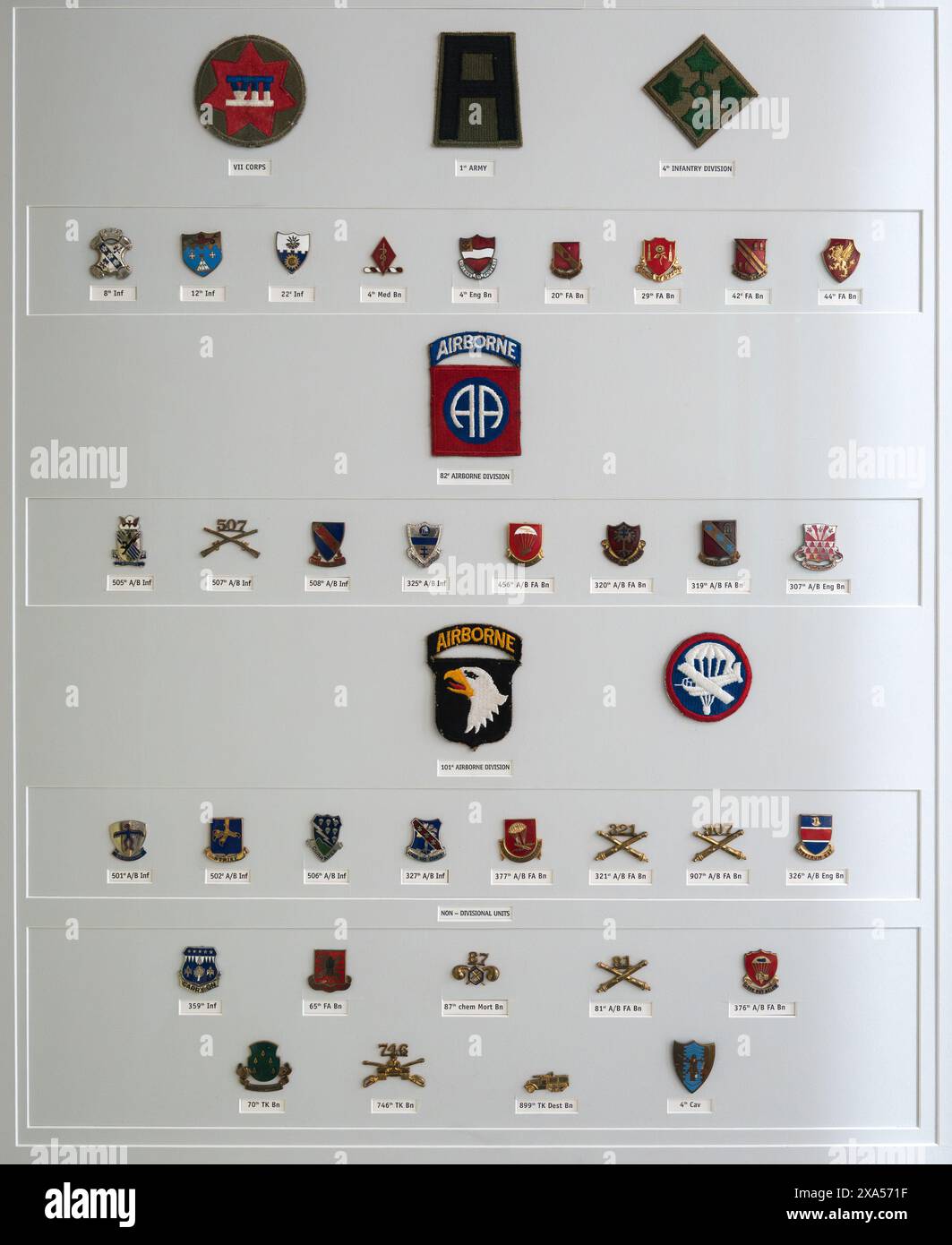 Detail of medals and insignia from the Second World War American D-Day ...