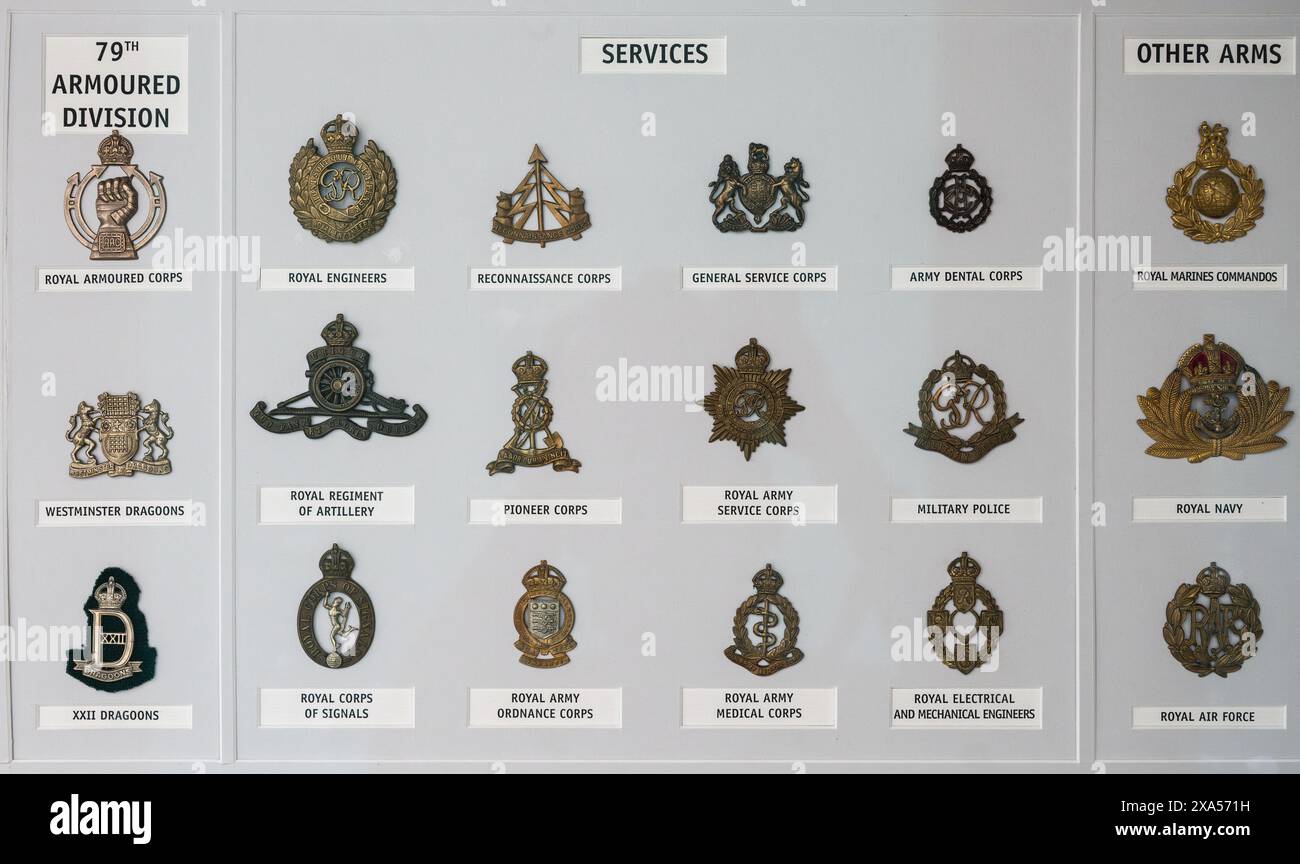 Detail of medals and badges from the second world war D-Day British cap ...