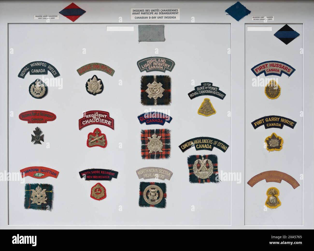 Detail of World War II medals and insignia of Canadian D-Day unit ...