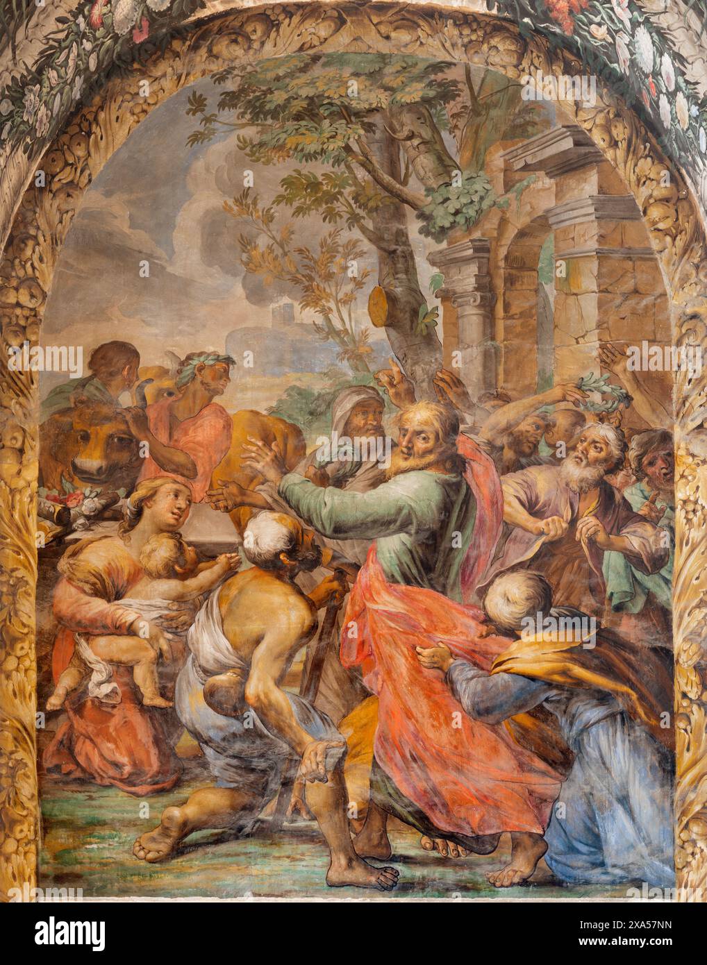 PERUGIA, ITALY - MAY 18, 2024: The baroque fresco St. Paul and Brnabas ...