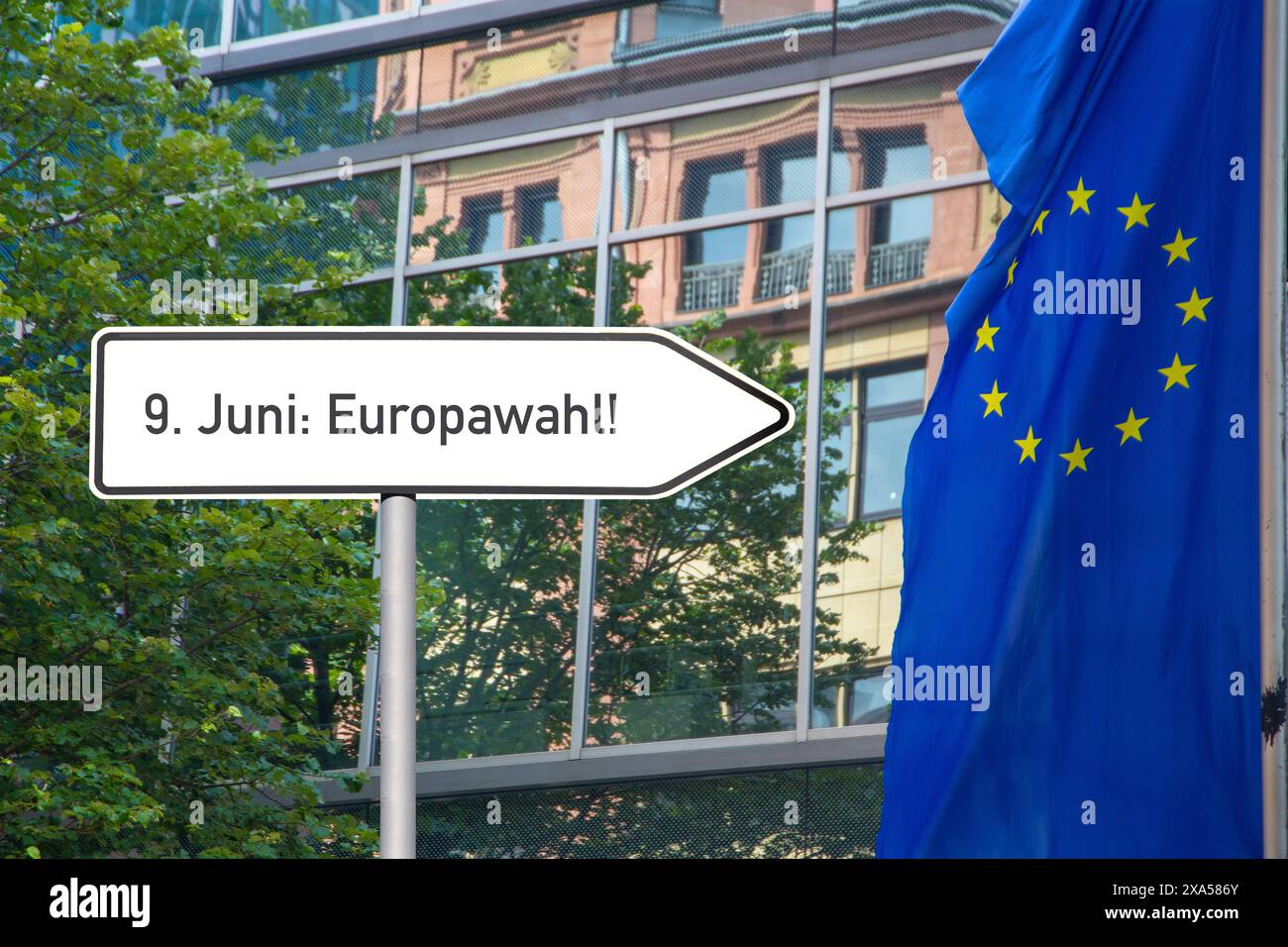 Symbol image of the European elections: Directional arrow with the ...