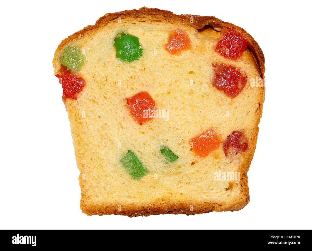 A close-up with a slice of Turkish delight cake on a white background ...