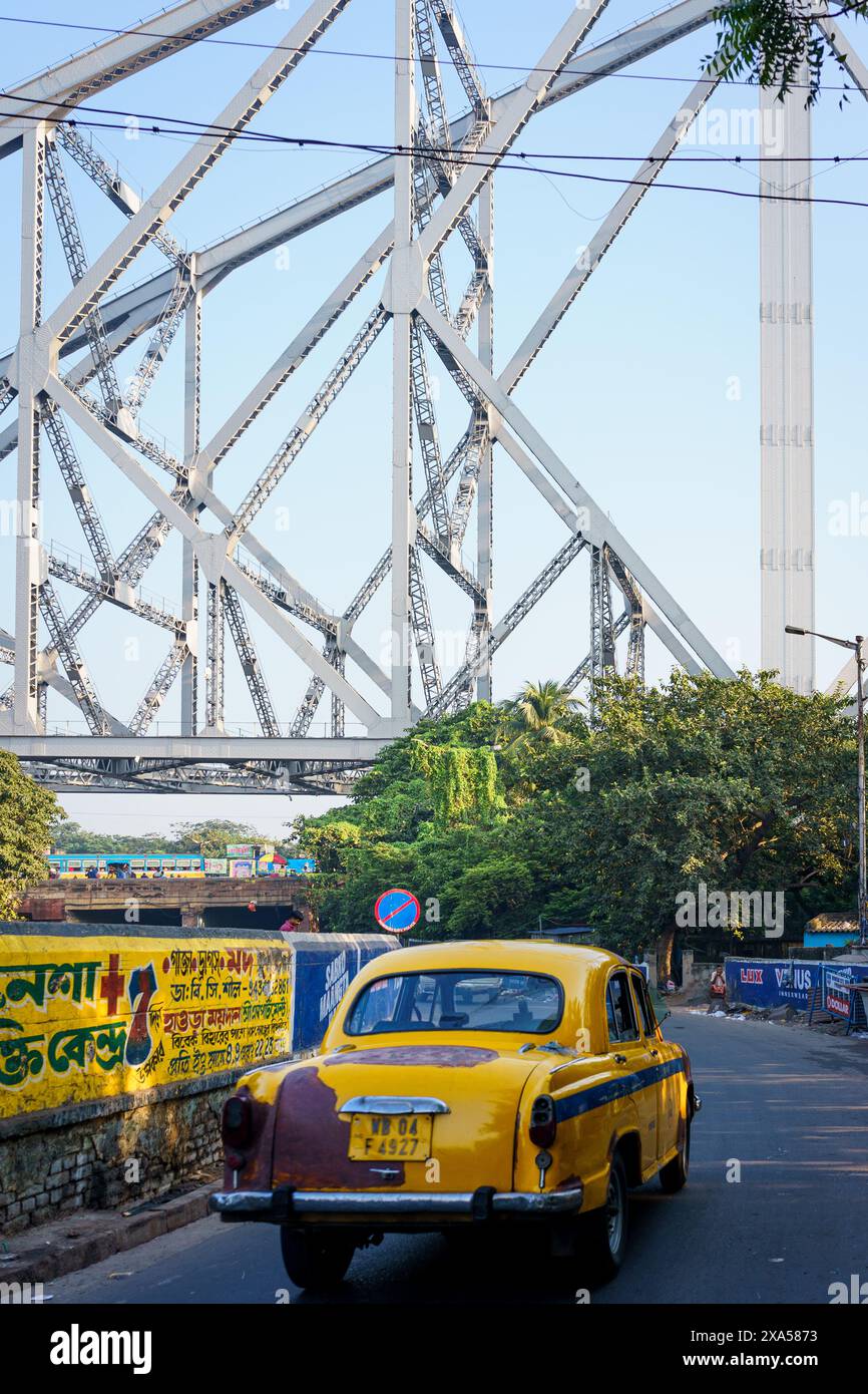 Kolkata, India - 20 November 2023: the traditional yellow Ambassador ...
