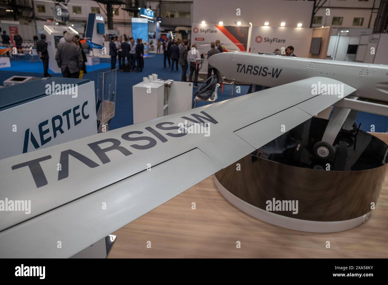 Barcelona, Spain. 04th June, 2024. The Tarsis-W unmanned aerial vehicle ...