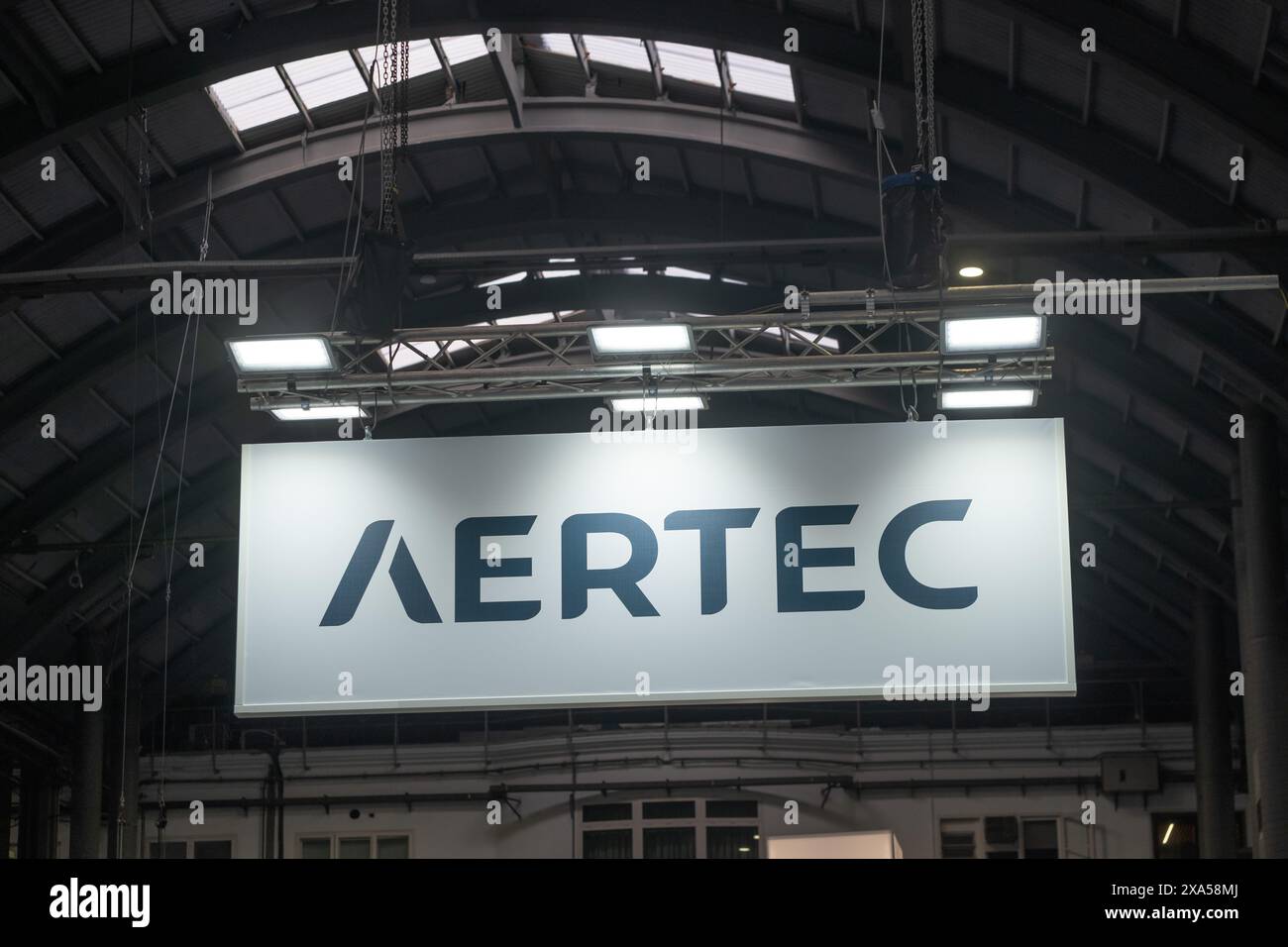 The logo of the Spanish company Aertec seen at the Unvex 24 fair. A new ...