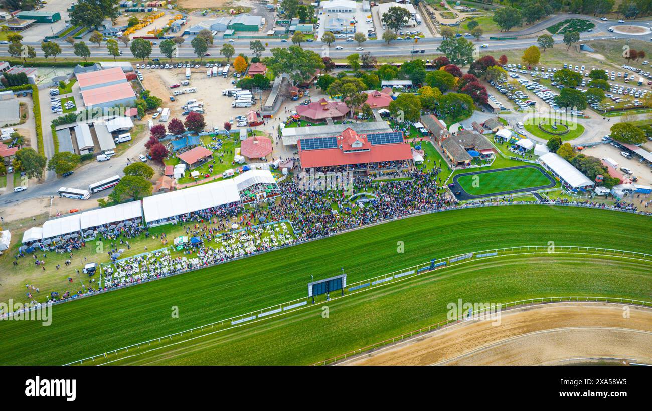 An aerial view of Wagga Gold Cup Carnival Stock Photo - Alamy