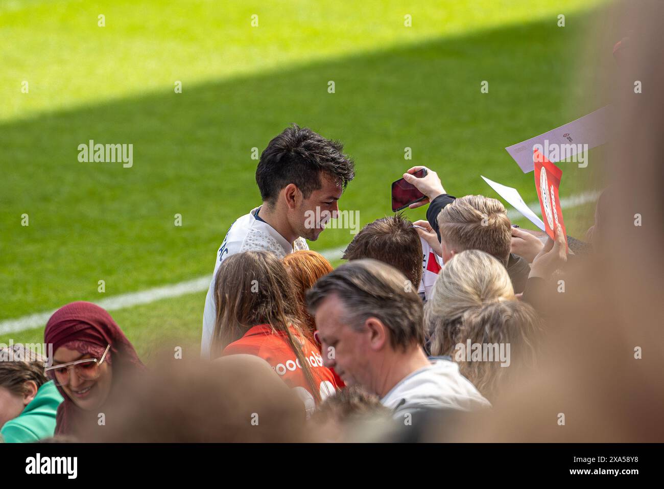 The Open training Dutch football club PSV EINDHOVEN with Mexican winger ...
