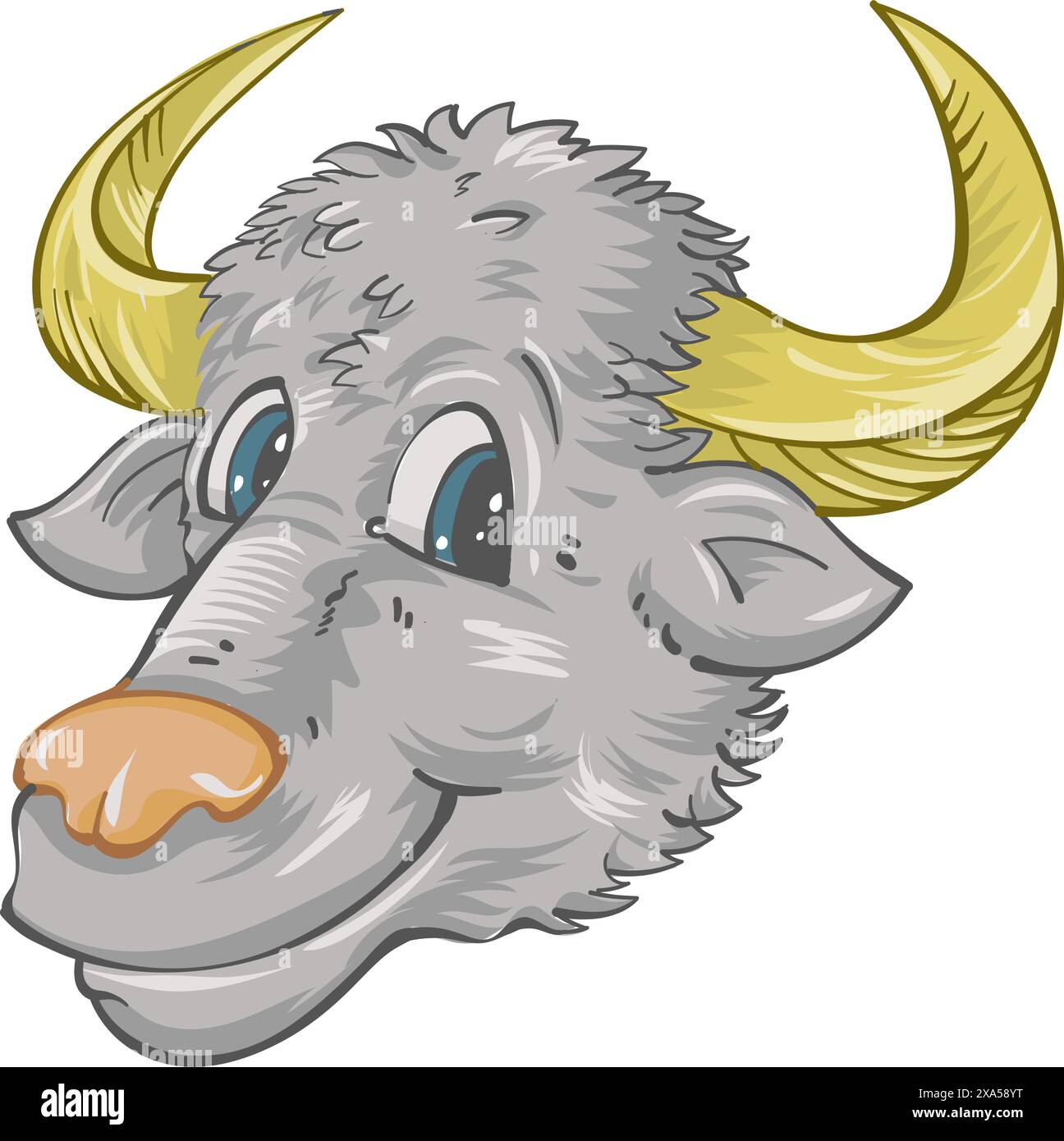 Cute cartoon brown buffalo. vector illustration Stock Vector Image ...