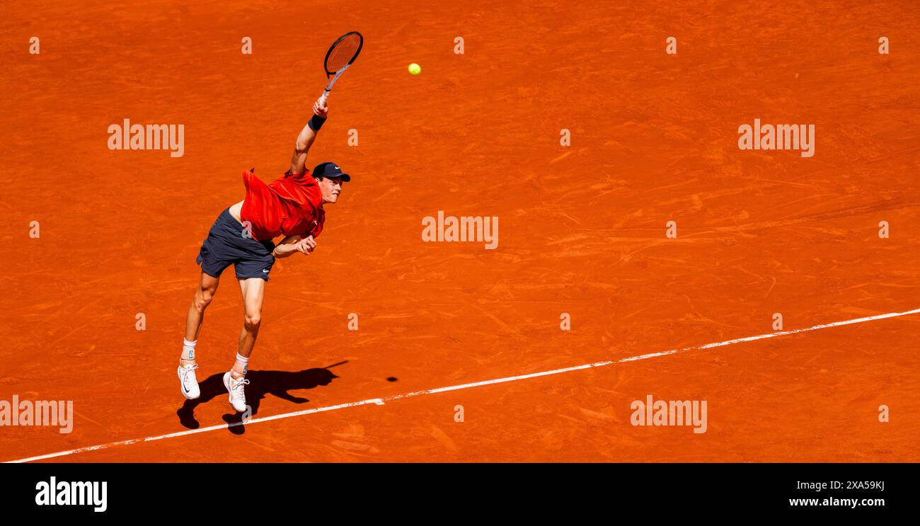Paris, France. 4th June, 2024. Tennis player Jannik Sinner from Italy ...