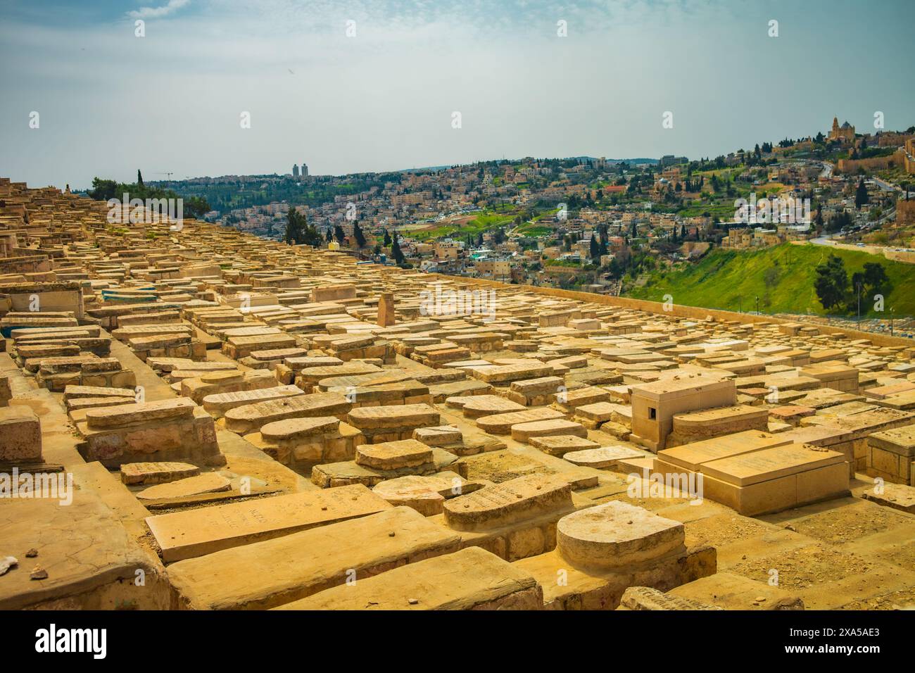 The stones placed on graves at an ancient cemetery on the Mount of ...
