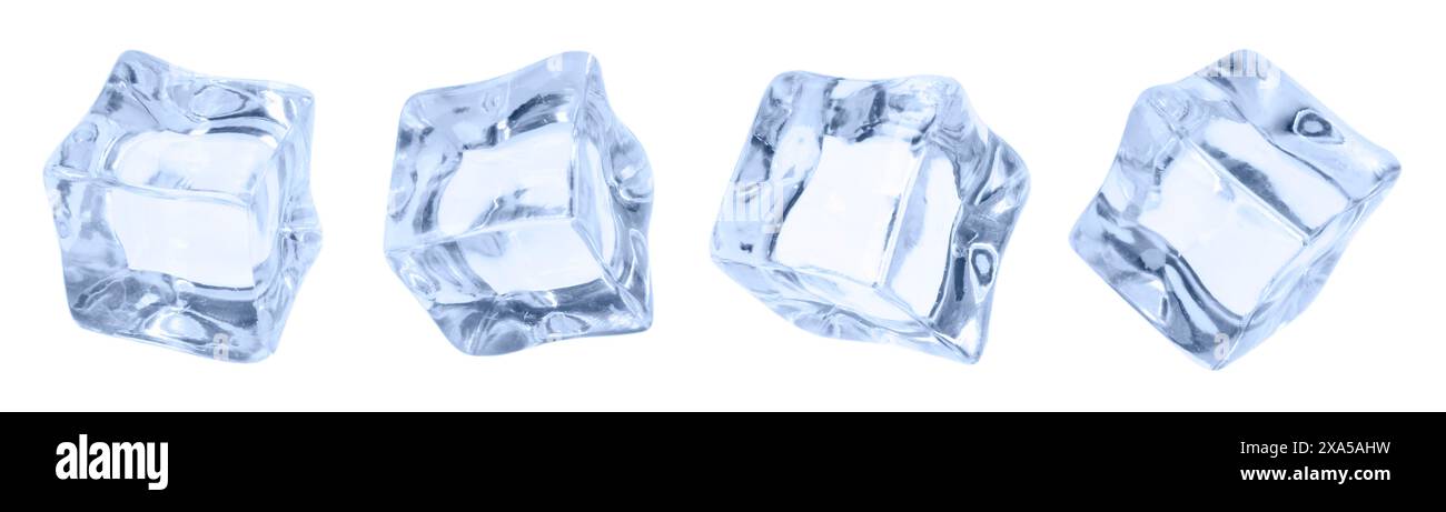 Crystal clear ice cubes isolated on white, set Stock Photo - Alamy