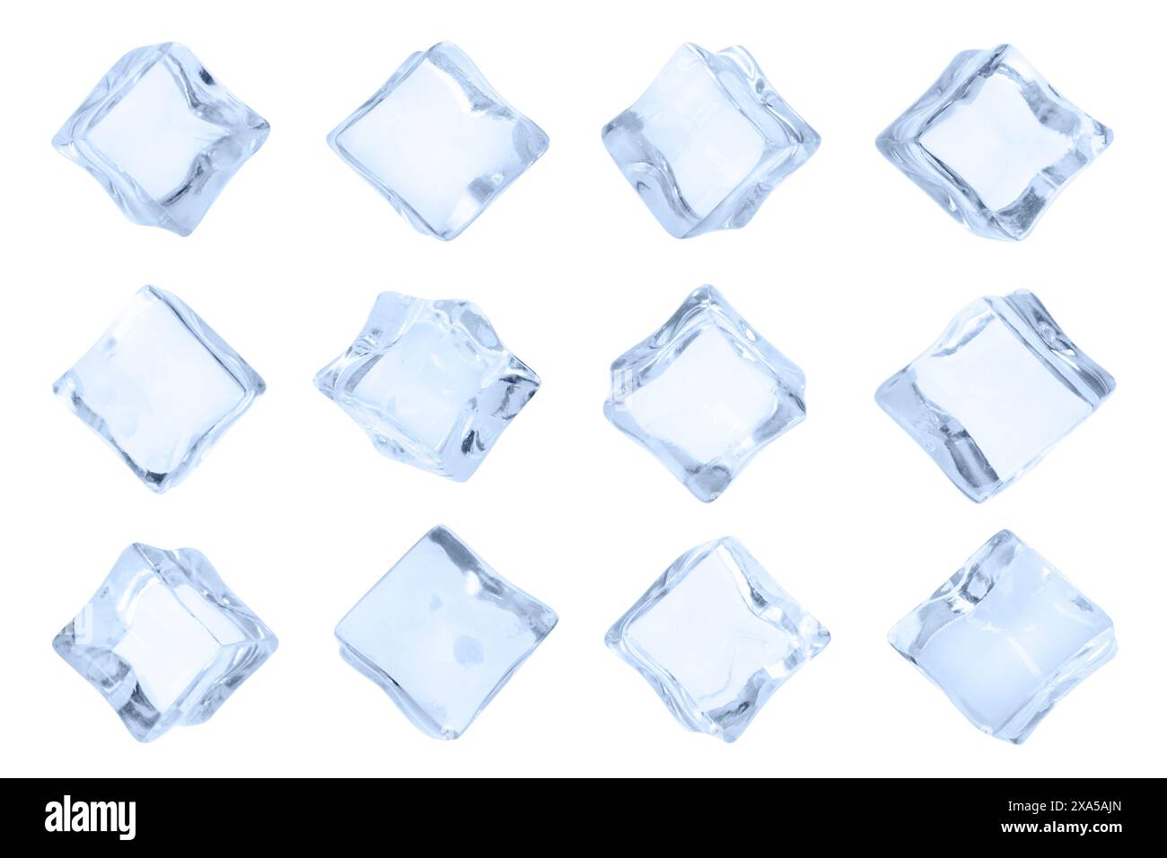 Crystal clear ice cubes isolated on white, set Stock Photo - Alamy