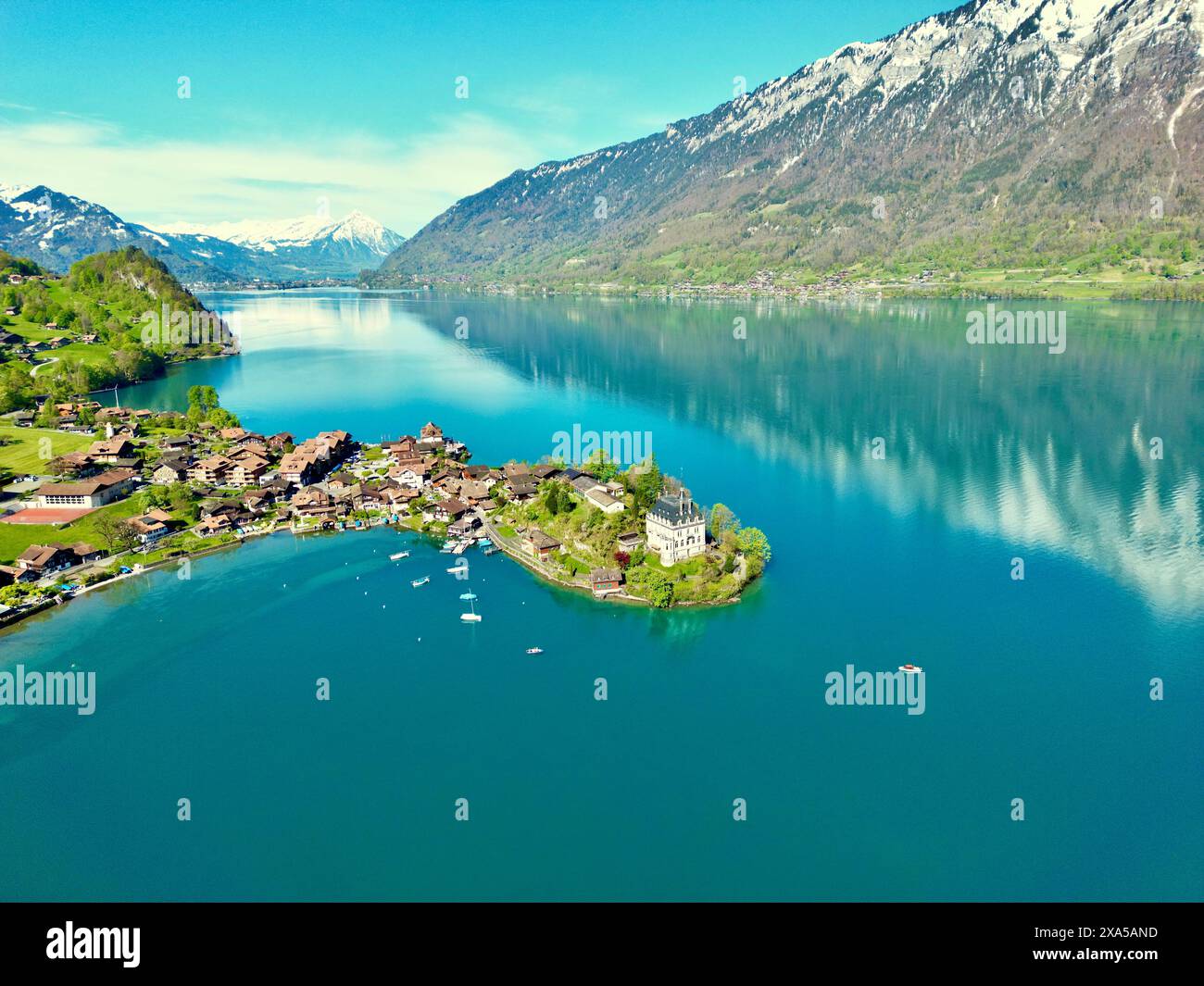 An aerial view of Iseltwald in Brienz Lake, Swtizerland Stock Photo - Alamy